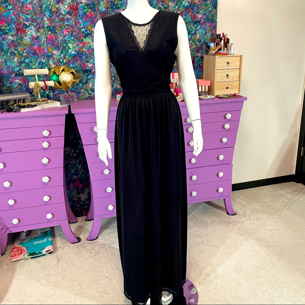 H&M Formal Gown Black Swiss Lace Dobby Dot - Gem